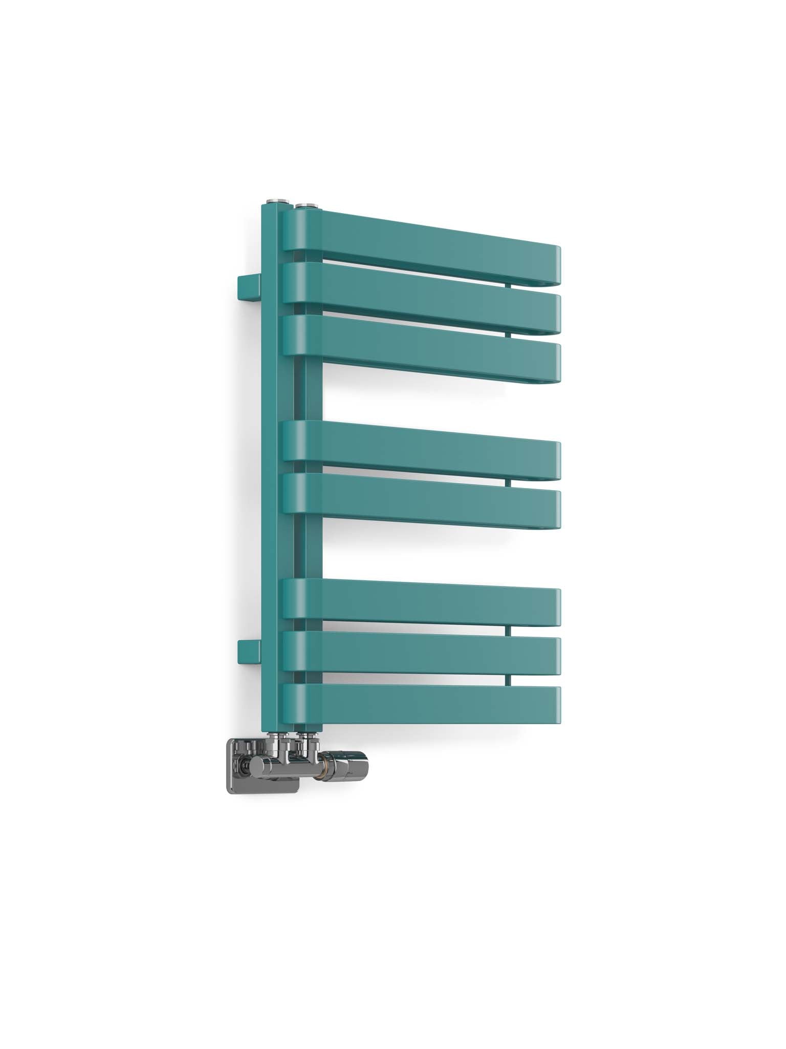 Terma WARP Matt Teal Vertical Side Loader Curved Bar Towel Warmer